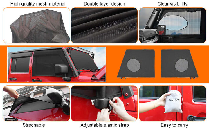 GOTIDY Car Window Screens For Jeep Wrangler and Jeep Gladiator